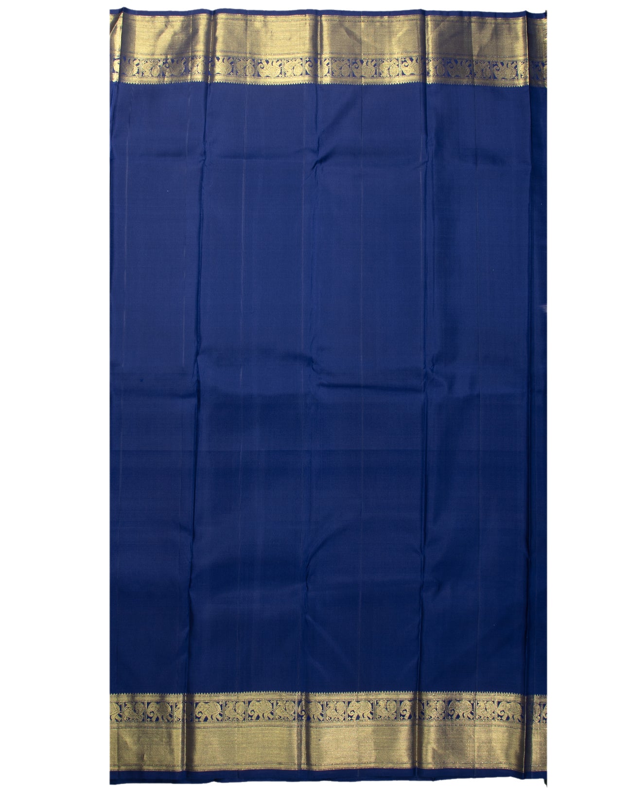 Ink Blue Kanchipuram Saree | Mango Butta and Peacock Border